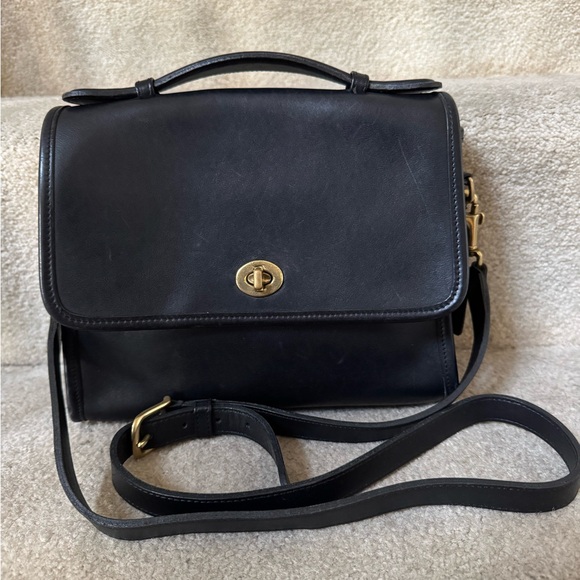 Coach | Bags | Vintage Coach Black Leather Court Crossbody Top Handle ...